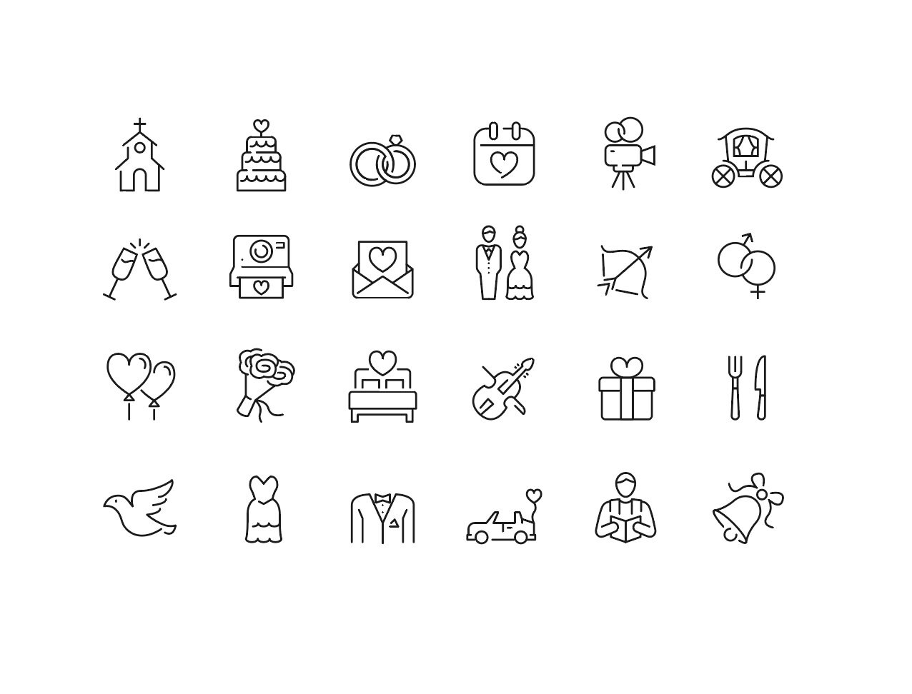 Black and White Wedding Icons Template File | High Quality Clipart File ...
