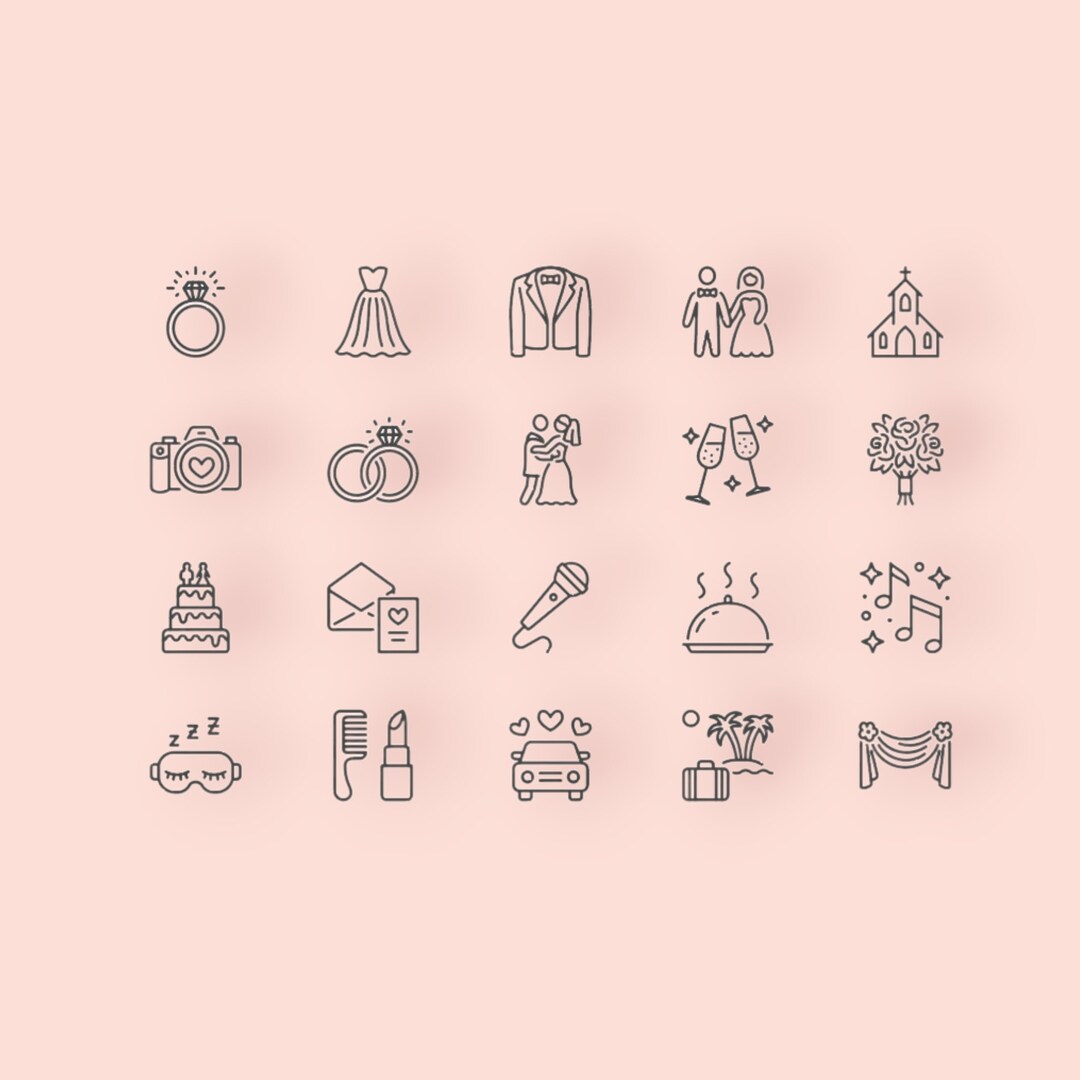 Black and White Wedding Icons Template File | High Quality Clipart File ...