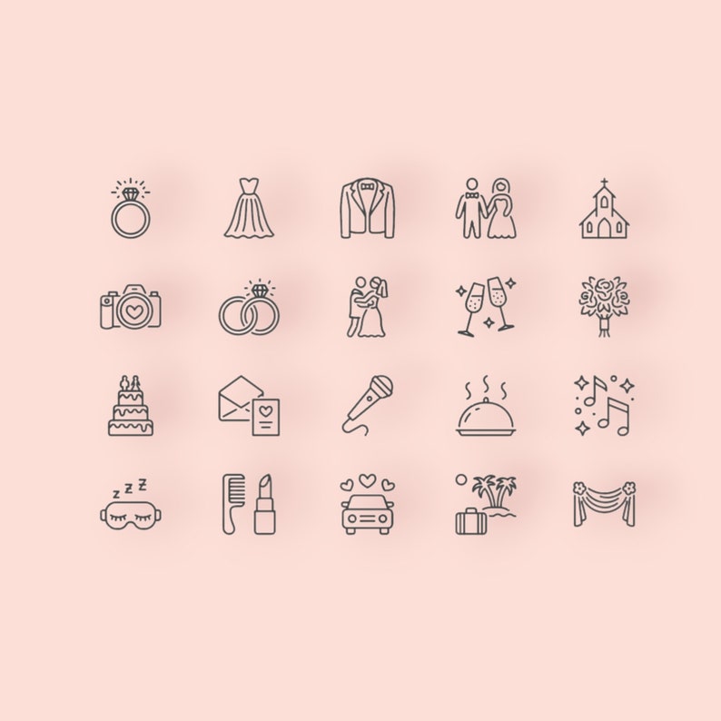 Black and White Wedding Icons Template File | High Quality Clipart File ...
