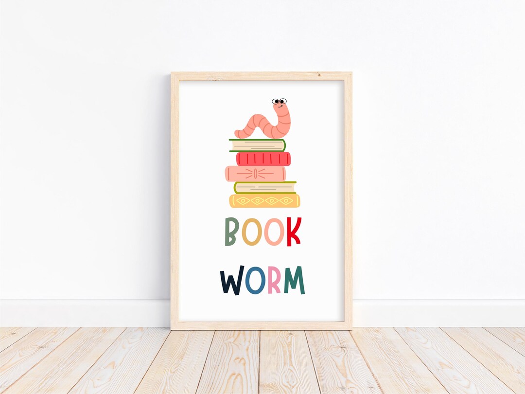 Book Worm Printable | Book Lover Poster | Classroom Decor | Homeschool ...