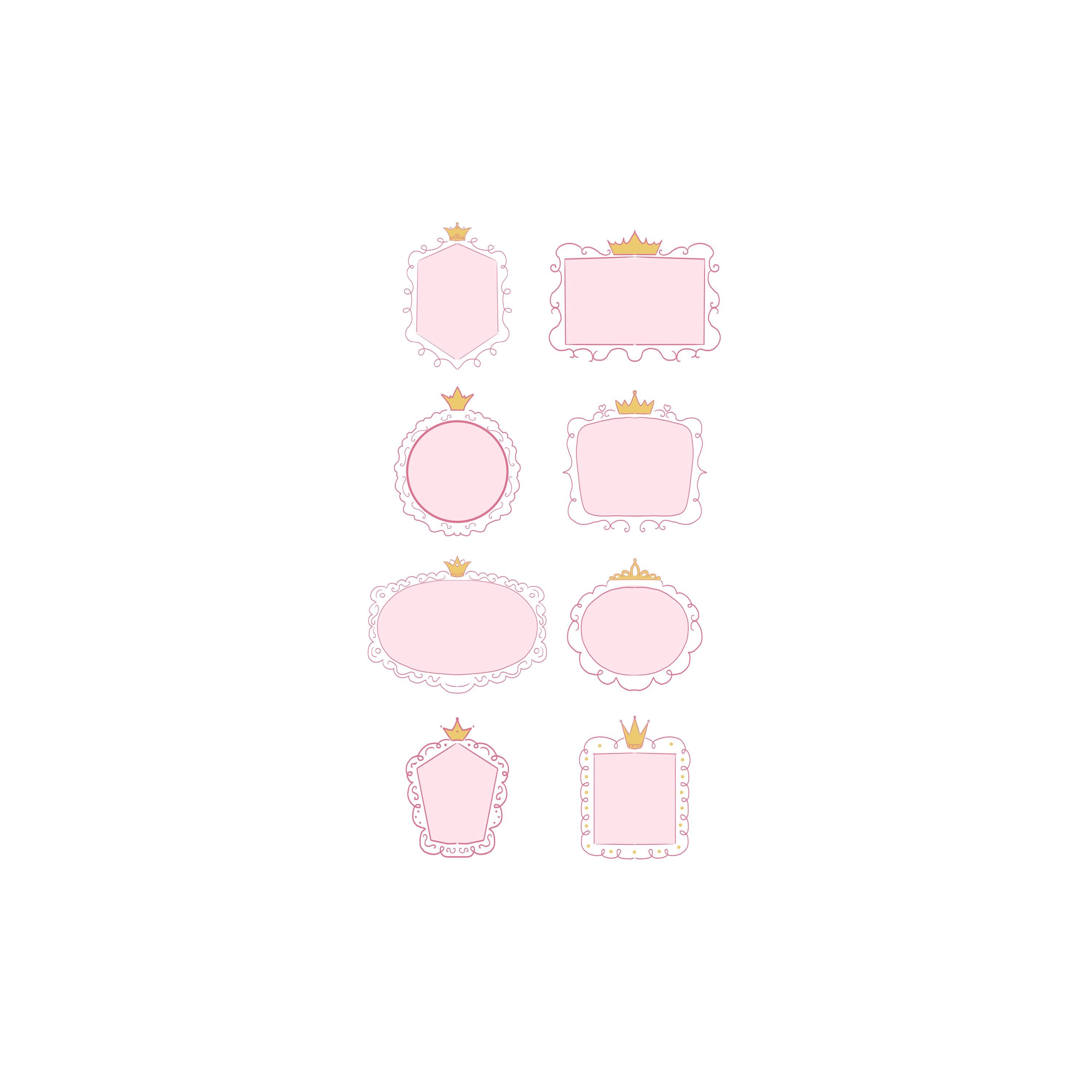 Cute Hand-drawn Princess Borders | 8 High Quality Template SVG File ...
