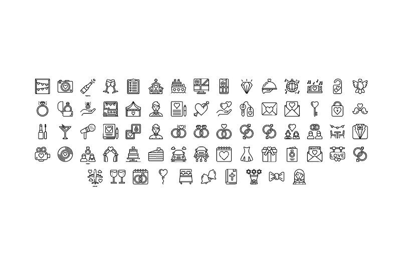 Black and White Wedding Icons Template File | High Quality Clipart File ...