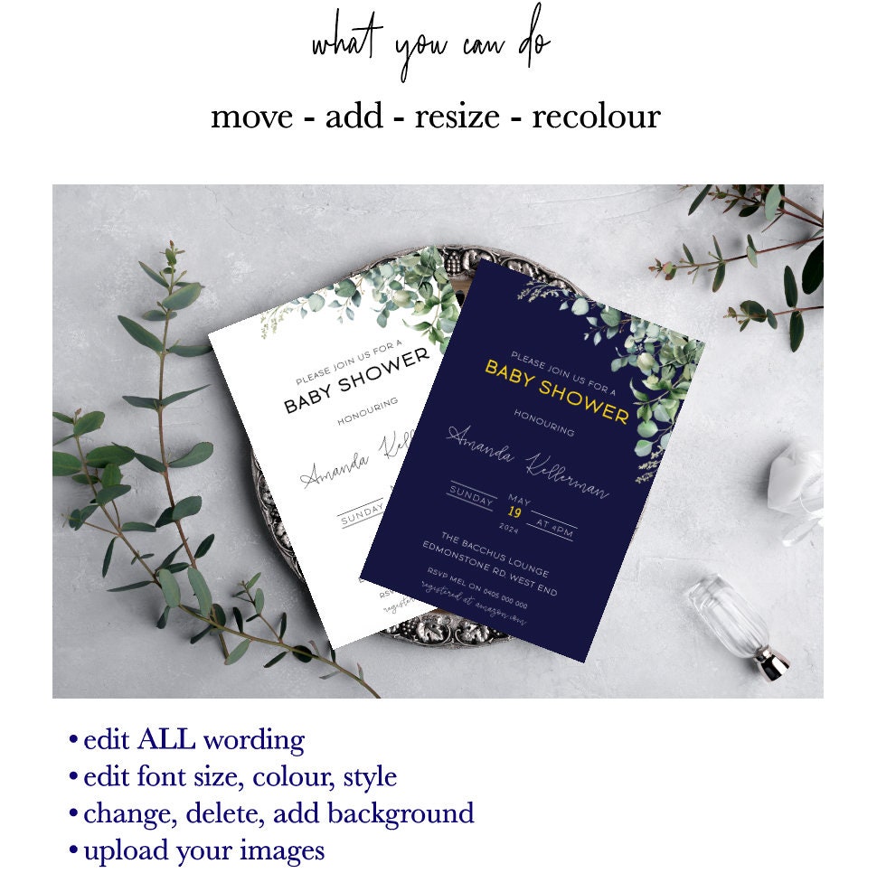 40th Birthday Invitation Template Male Invite Navy Blue Editable ...