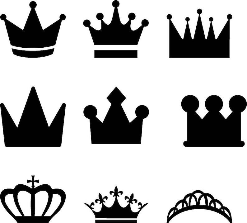 Crown Template Clip Art: DIY Birthday SVG, Cricut, Silhouette (digital ...