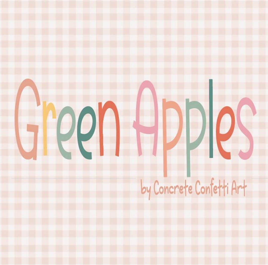 Green Apples Fun & Quirky Handwritten Font TF OTF Playful Font Procreate Fonts Craft Fonts ...