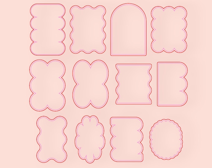 Cute Wavy Outline Border High Quality Template SVG File Hand Drawn PNG ...