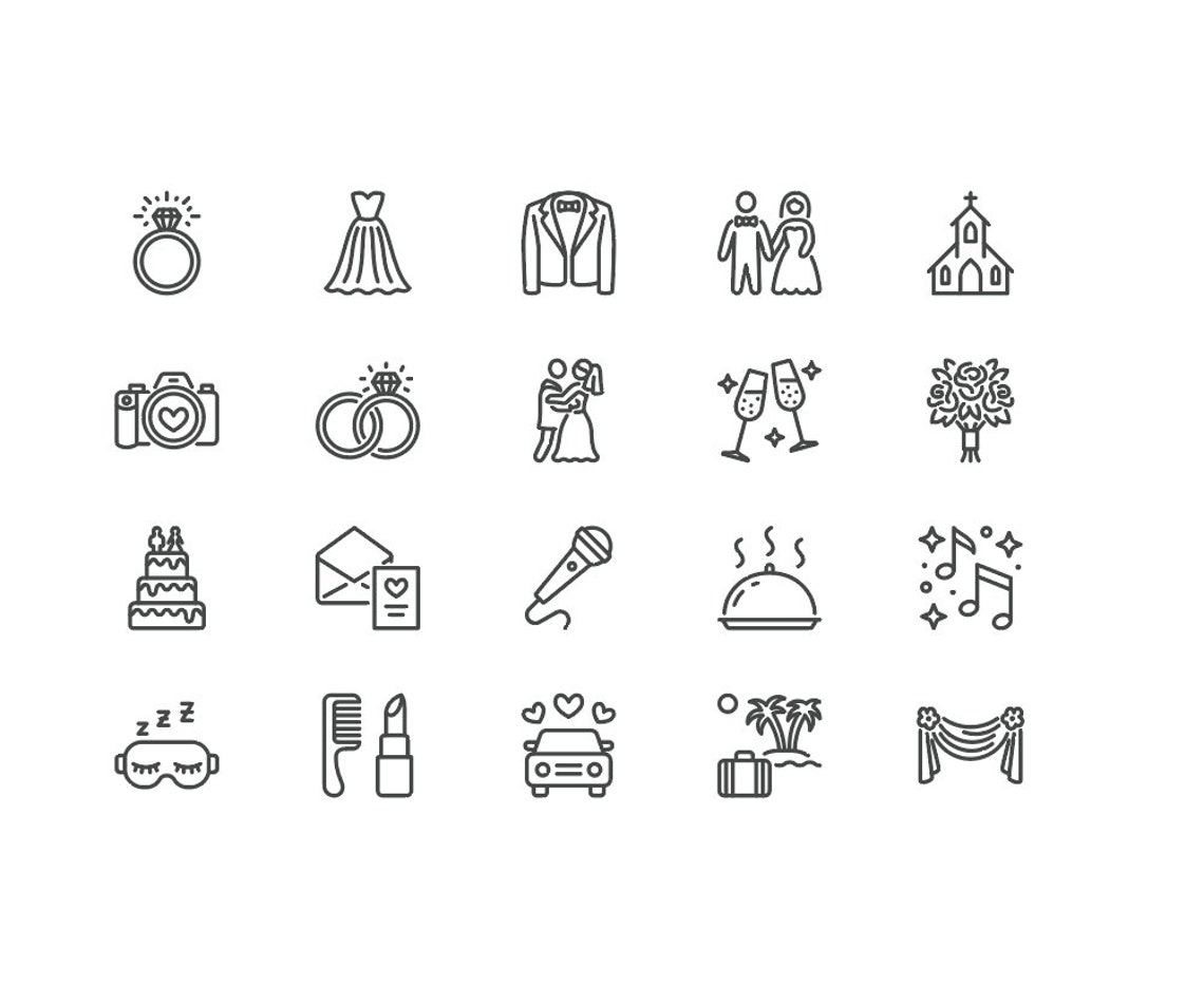 Black and White Wedding Icons Template File | High Quality Clipart File ...
