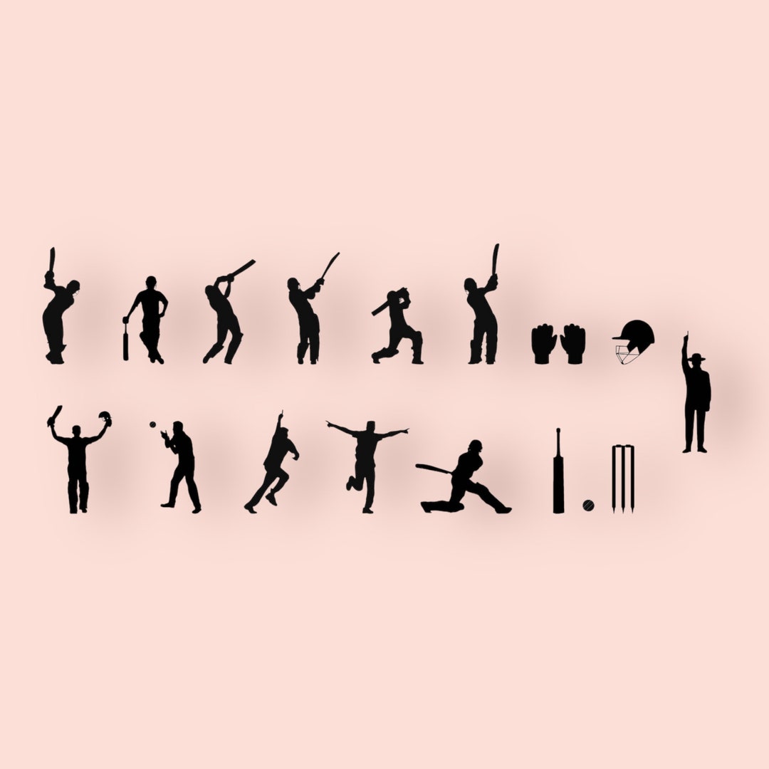 Cricket Silhouettes SVG | Cricket PNG | Cricket Bat | Cricket Stumps ...