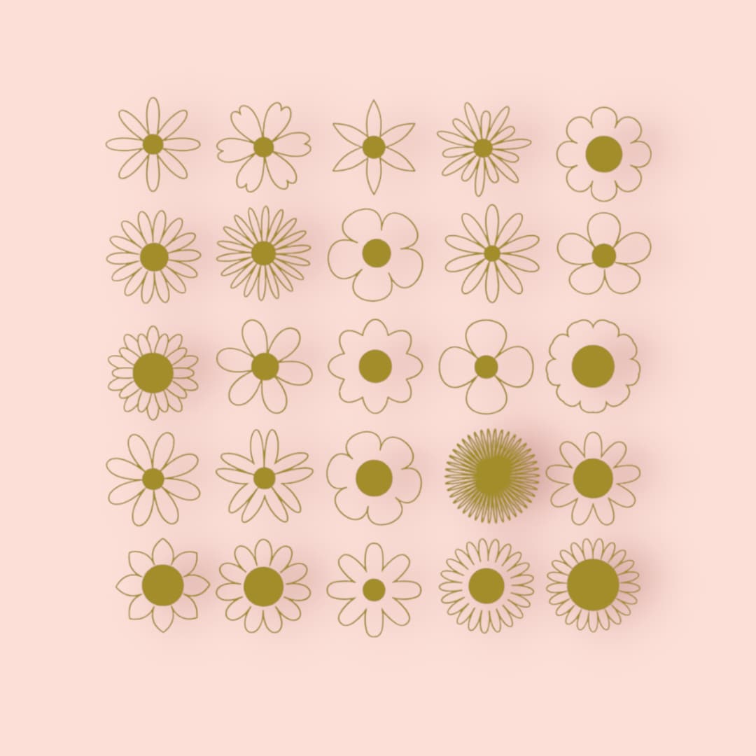 Daisy Flower Shape SVG | High Quality Flower SVG File Bundle | Retro ...