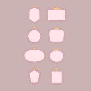 Cute Hand-drawn Princess Borders | 8 High Quality Template SVG File ...