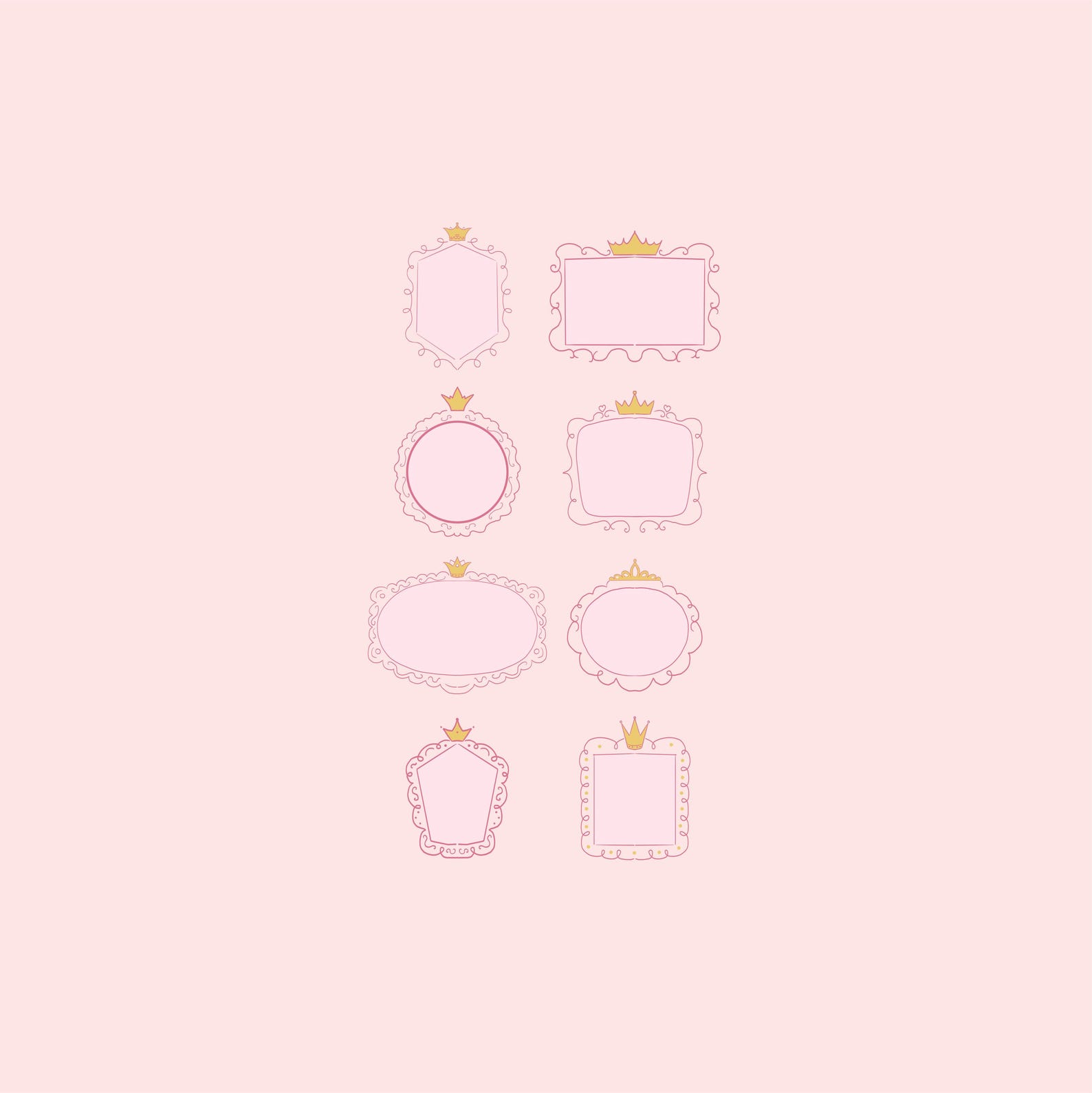 Cute Hand-drawn Princess Borders | 8 High Quality Template SVG File ...