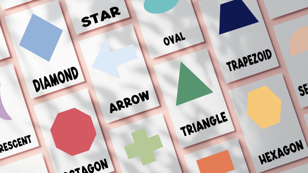 16 Shape Flash Cards | Preschool Printables | Kindy | Rainbow Flashcard ...