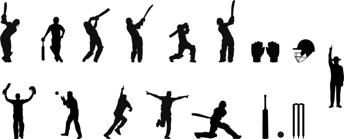 Cricket Silhouettes SVG Cricket PNG Cricket Bat Cricket Stumps Cricket ...