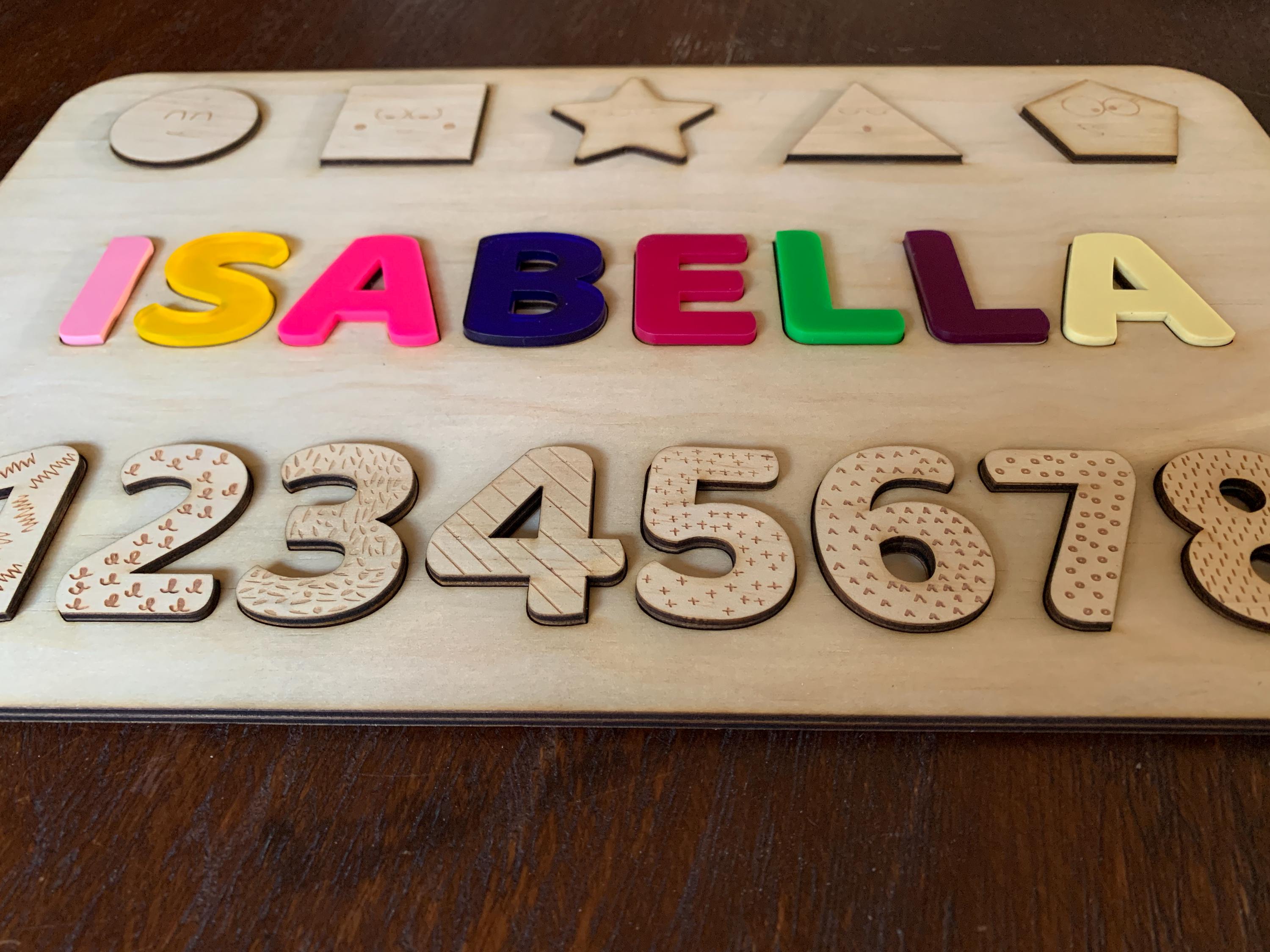 Personalized Name Puzzle: Laser Cut SVG File, Numbers & Shapes (digital ...