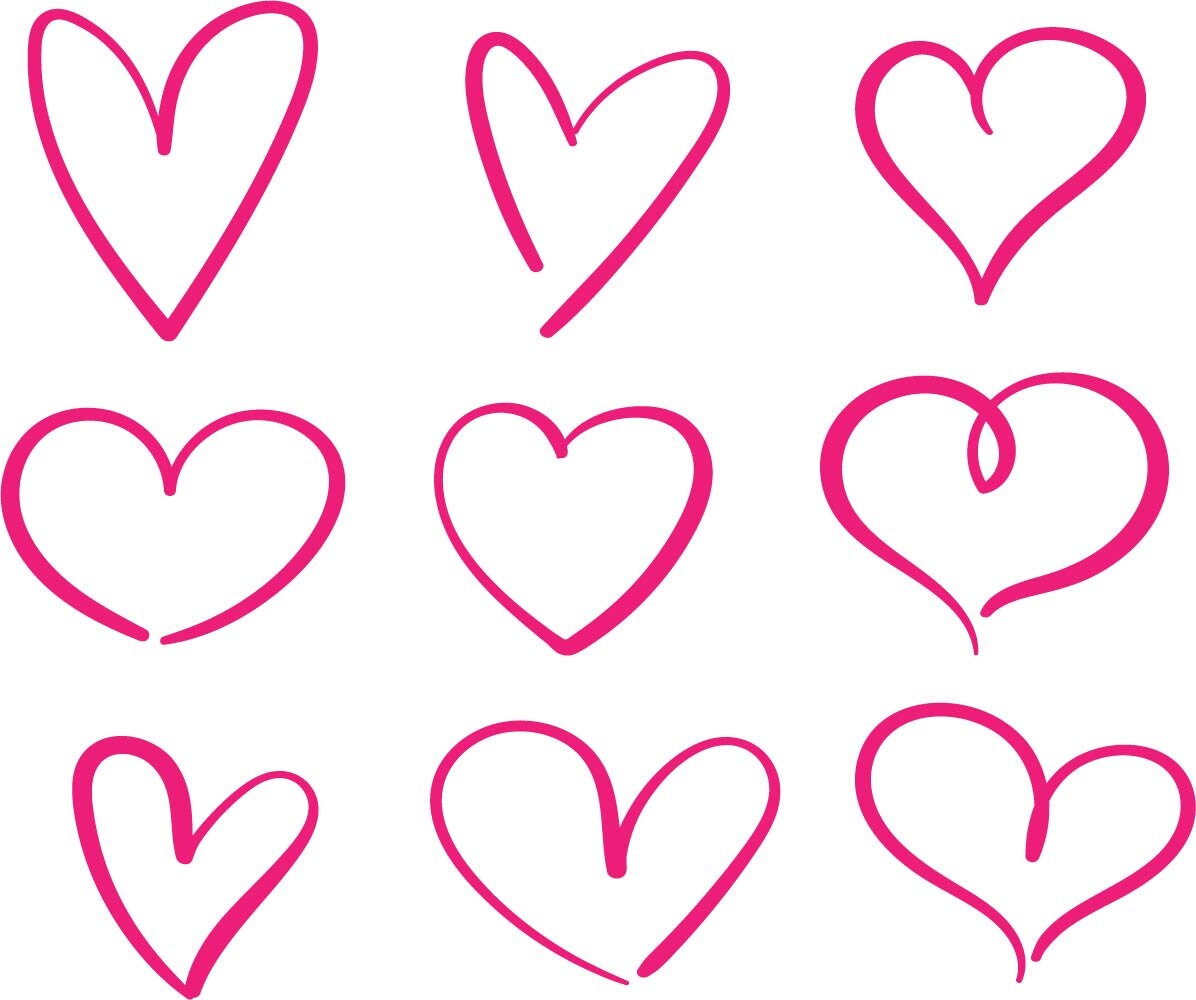 Funky Hearts SVG | High Quality Heart Template SVG File | Hand Drawn ...