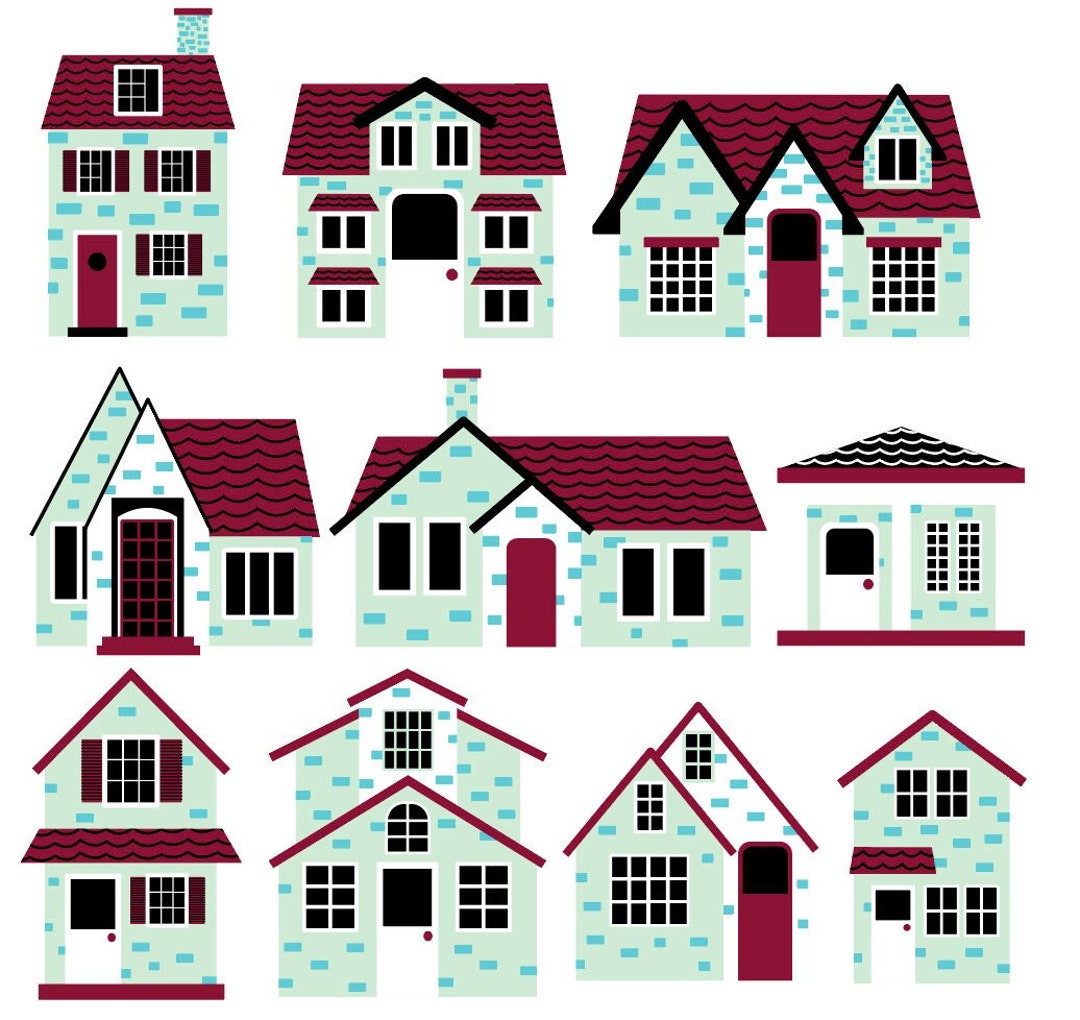 Simple Houses Clipart Template File Cricut File Clip Art SVG File ...