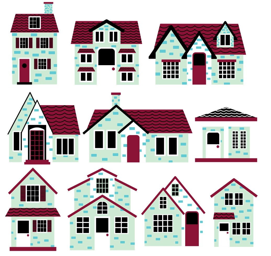 Simple Houses Clipart Template File | Cricut File | Clip Art | SVG File ...