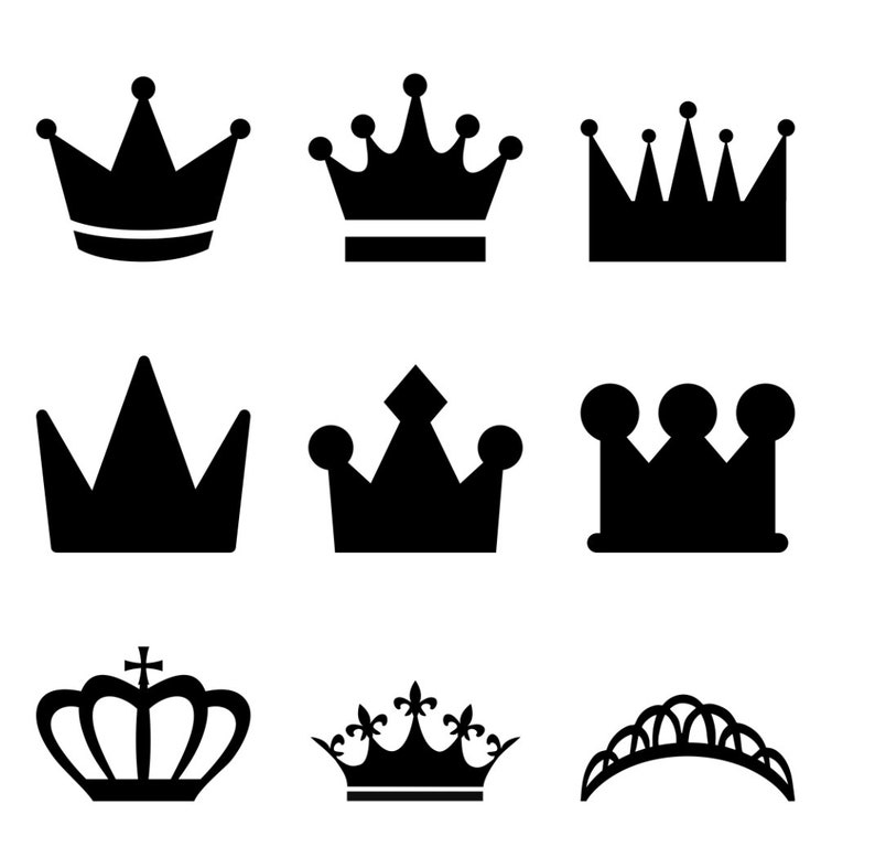 Crown Template Clip Art: DIY Birthday SVG, Cricut, Silhouette (digital ...