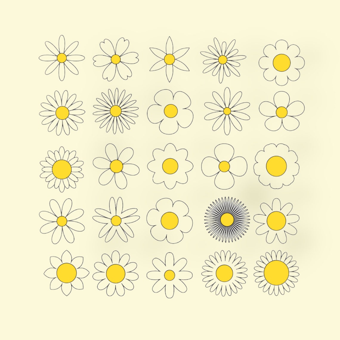 Daisy Flower Shape SVG | High Quality Flower SVG File Bundle | Retro ...