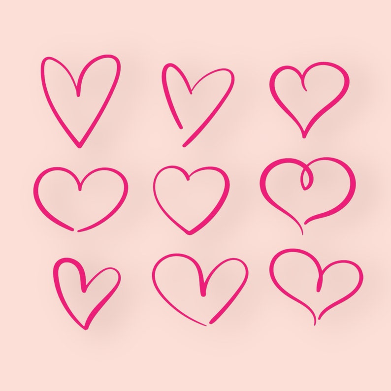 Funky Hearts SVG | High Quality Heart Template SVG File | Hand Drawn ...