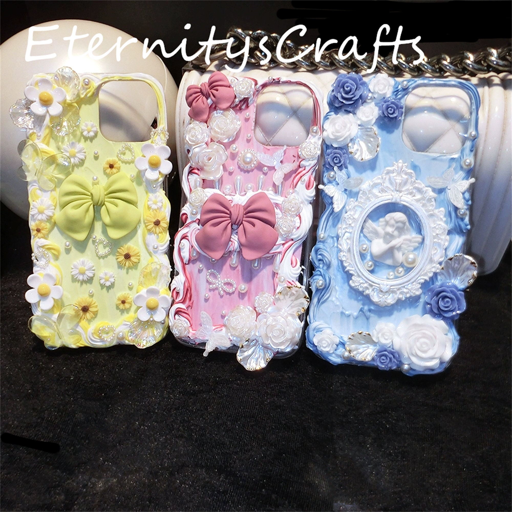 DIY Yellow Hair Beautiful Girl Cream Glue Phone Case - Etsy