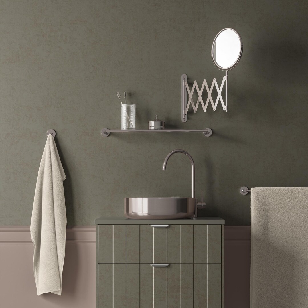 Natural Stone Wallpaper, Earthy Sage Green Wallpaper, Textured Peel and ...