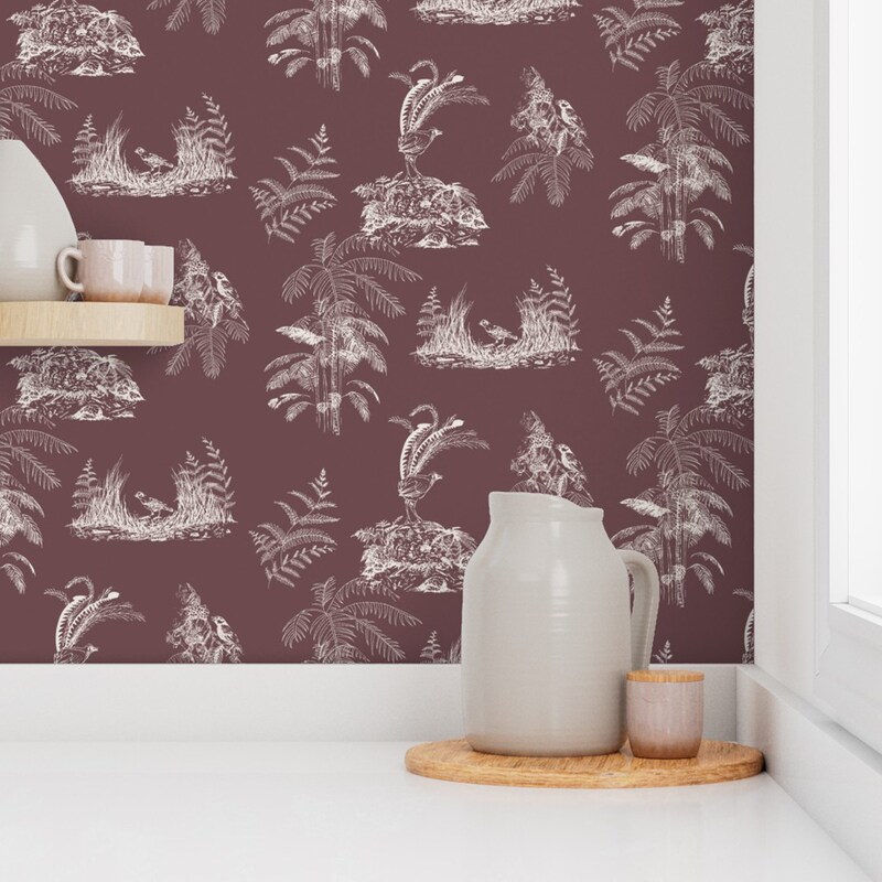 Red Toile Wallpaper - Etsy