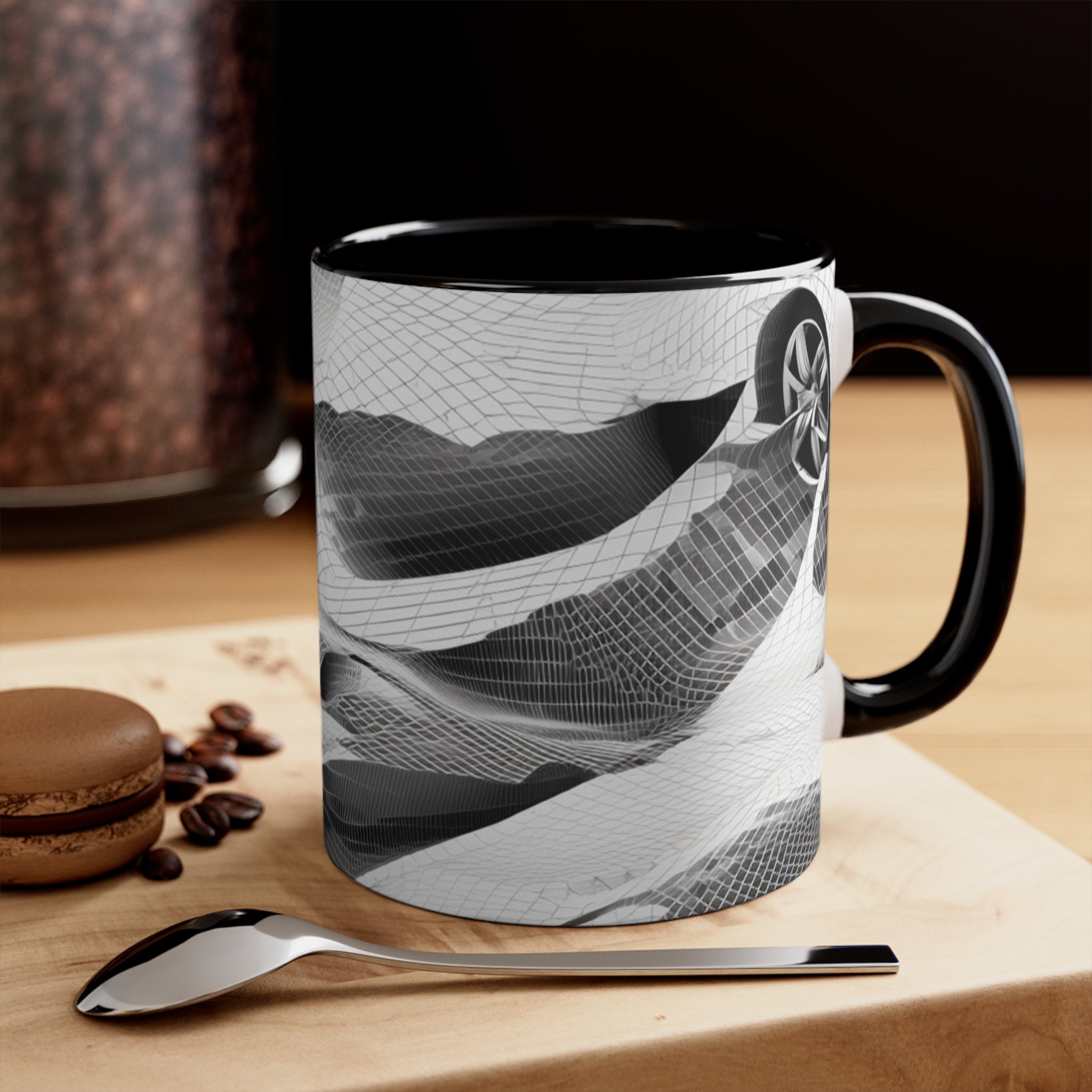 Prototype Car on Black and White Mug, Innovative Design Coffee Mug ...