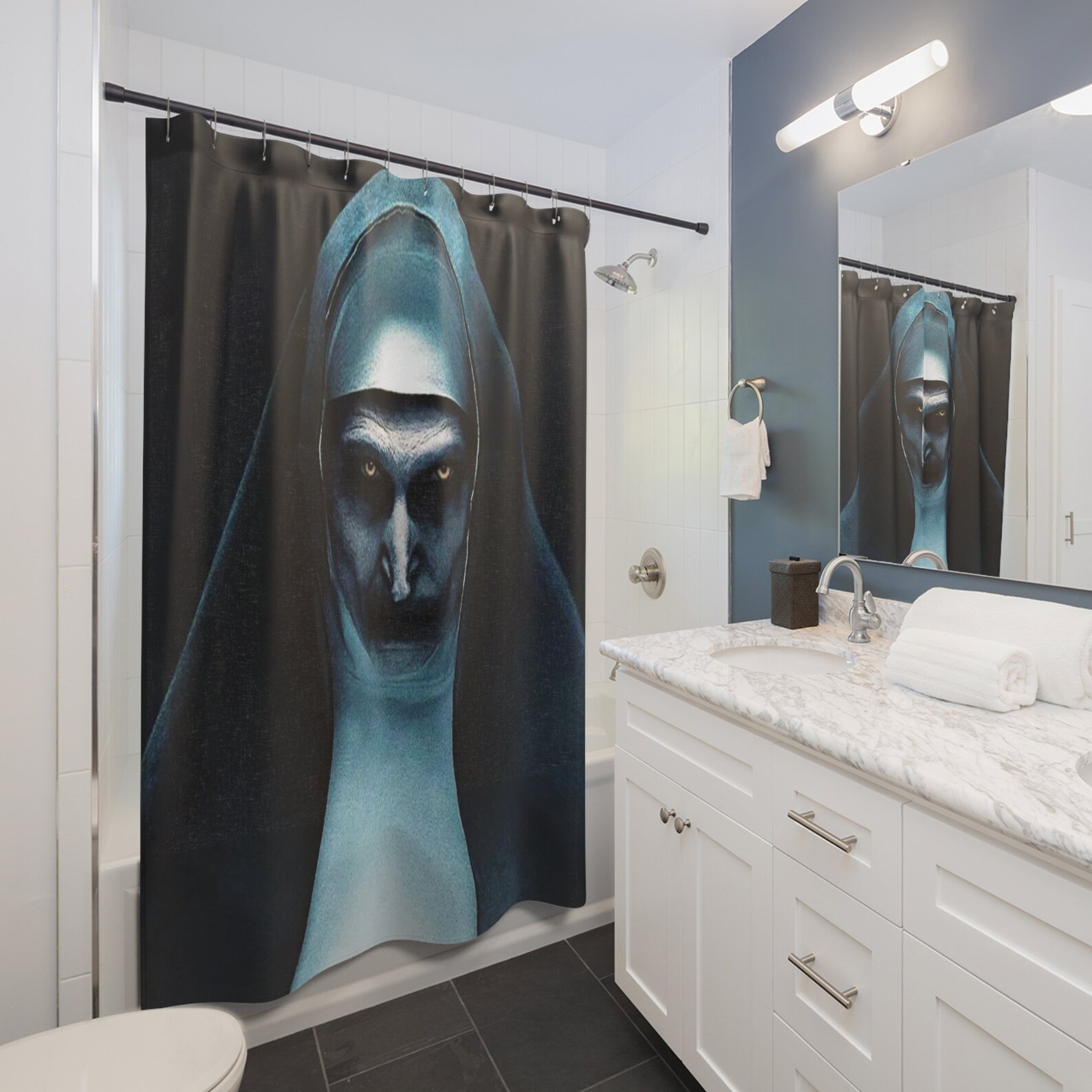 The Nun Valak Halloween Design Shower Curtain Spooky Bathroom Decor ...