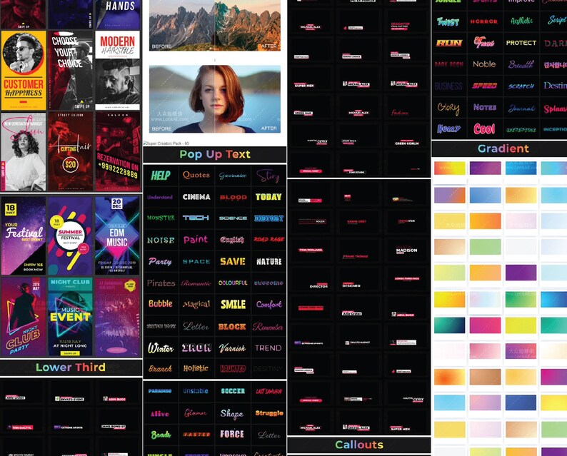 5000 Super Creators Pack Social Media Text Title Graphic Typography Animation Luts Color Grading ...