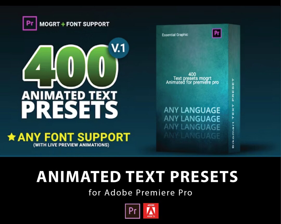 400 Text Preset Animation Pack Bundle Any Fonts Texts, Titles, Presets ...