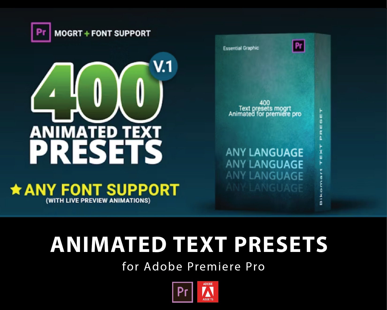 400 Text Preset Animation Pack Bundle Any Fonts Texts, Titles, Presets ...