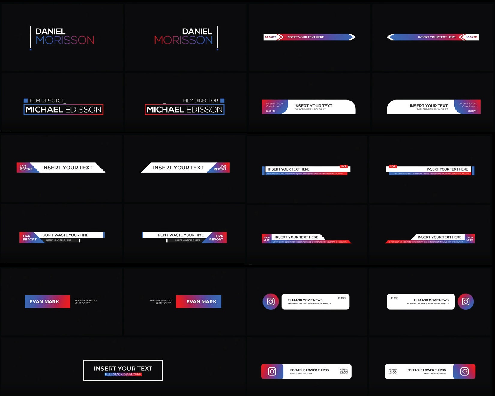 55 Modern Lower Thirds for Premiere Pro and Aftereffects Template Pack ...