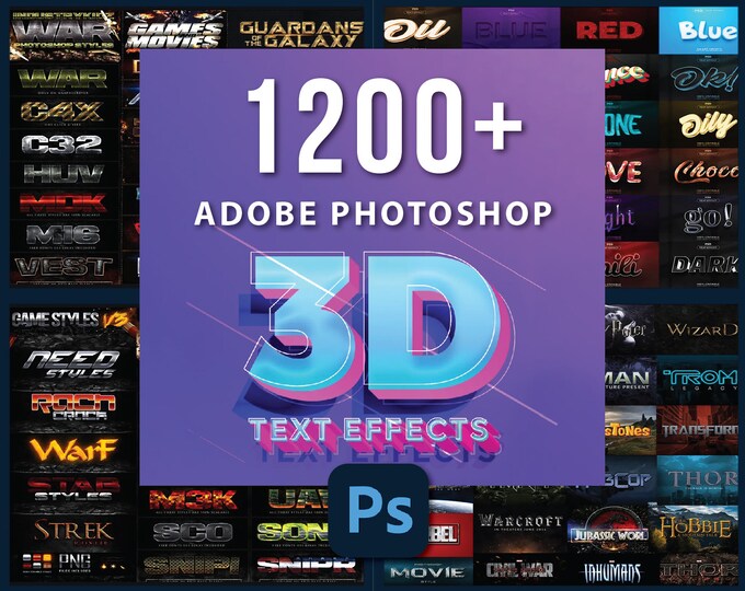 1000+ Set 3D Adobe Photoshop Text Effects Bundle Title Poster PSD Font ...