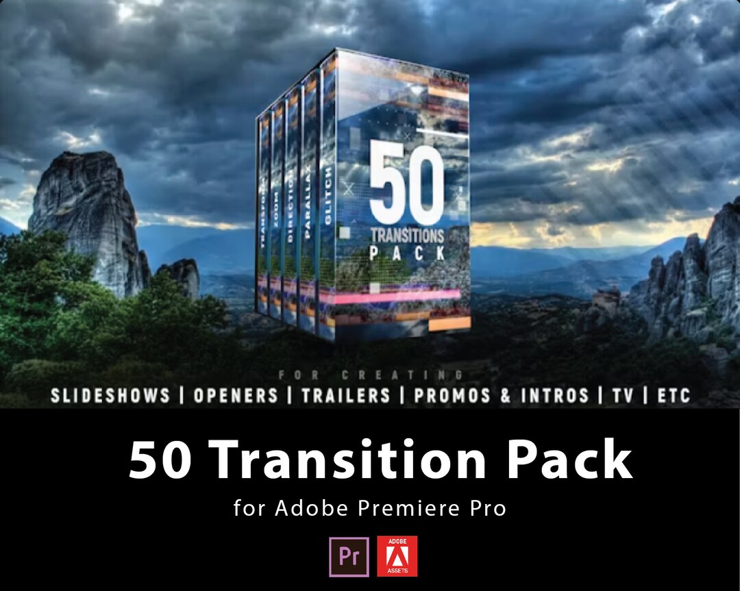 50 Transition Pack Bundle Presets | Slideshows, Openers, Trailer, Promos, TV, Videos, Glitch ...