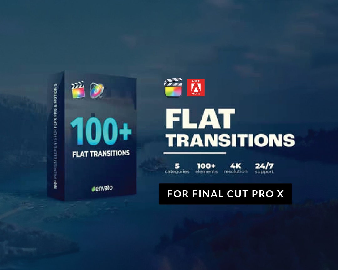 100 Flat Transitions Pack for Final Cut Pro X, FCPX Plugin | Pan, Scroll, Bounce, Twist, Rotate ...