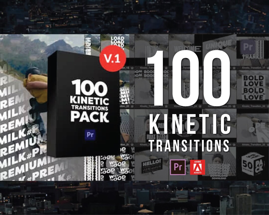 100+ Creative Kinetic Transitions Pack for Adobe Premiere Pro | Text ...