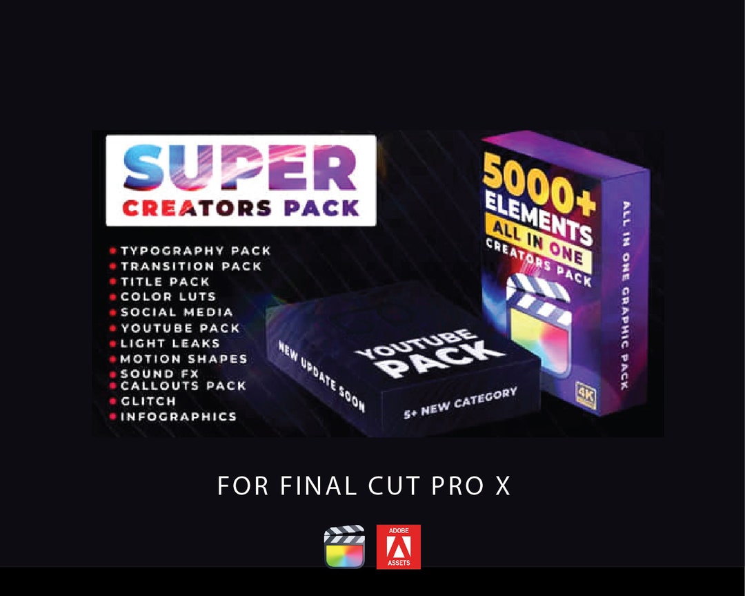 5000 Super Creators Pack | Social Media Text Title Graphic Typography Animation Luts Color ...