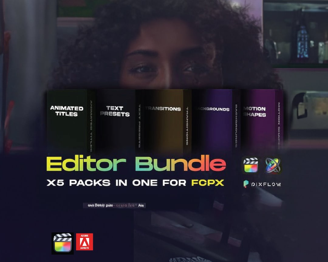 2154 FCPX Editor Bundle | Text Action Preset Titles Layout Motion Graphics Graphic Background ...