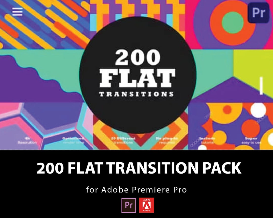200 Flat Transition Pack - Transitions Preset Template Bundle ...