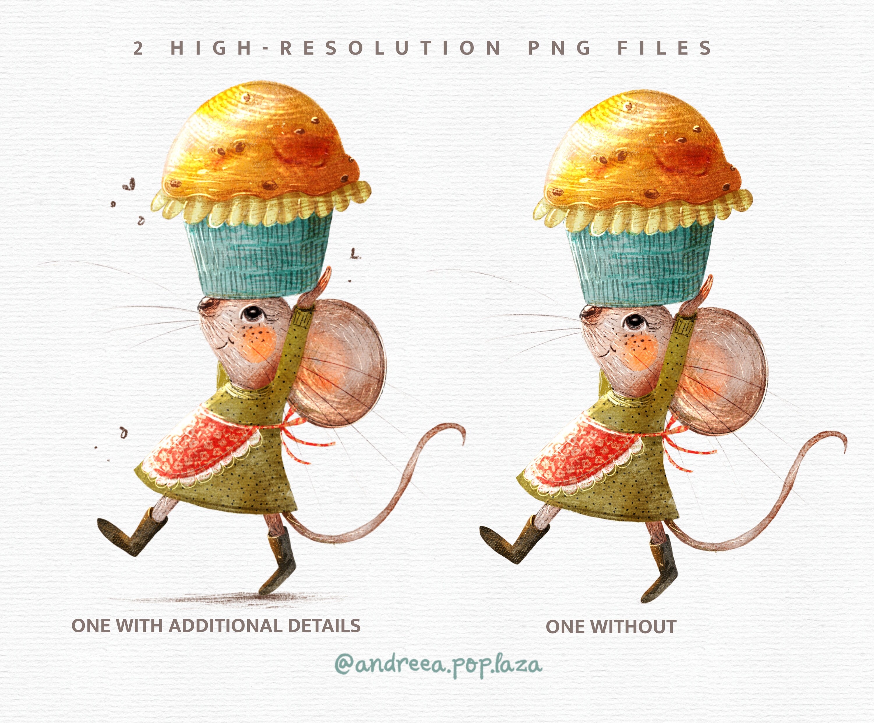 Mouse and Muffin Illustration: Hand Painted Illustration/ Cute Mouse ...
