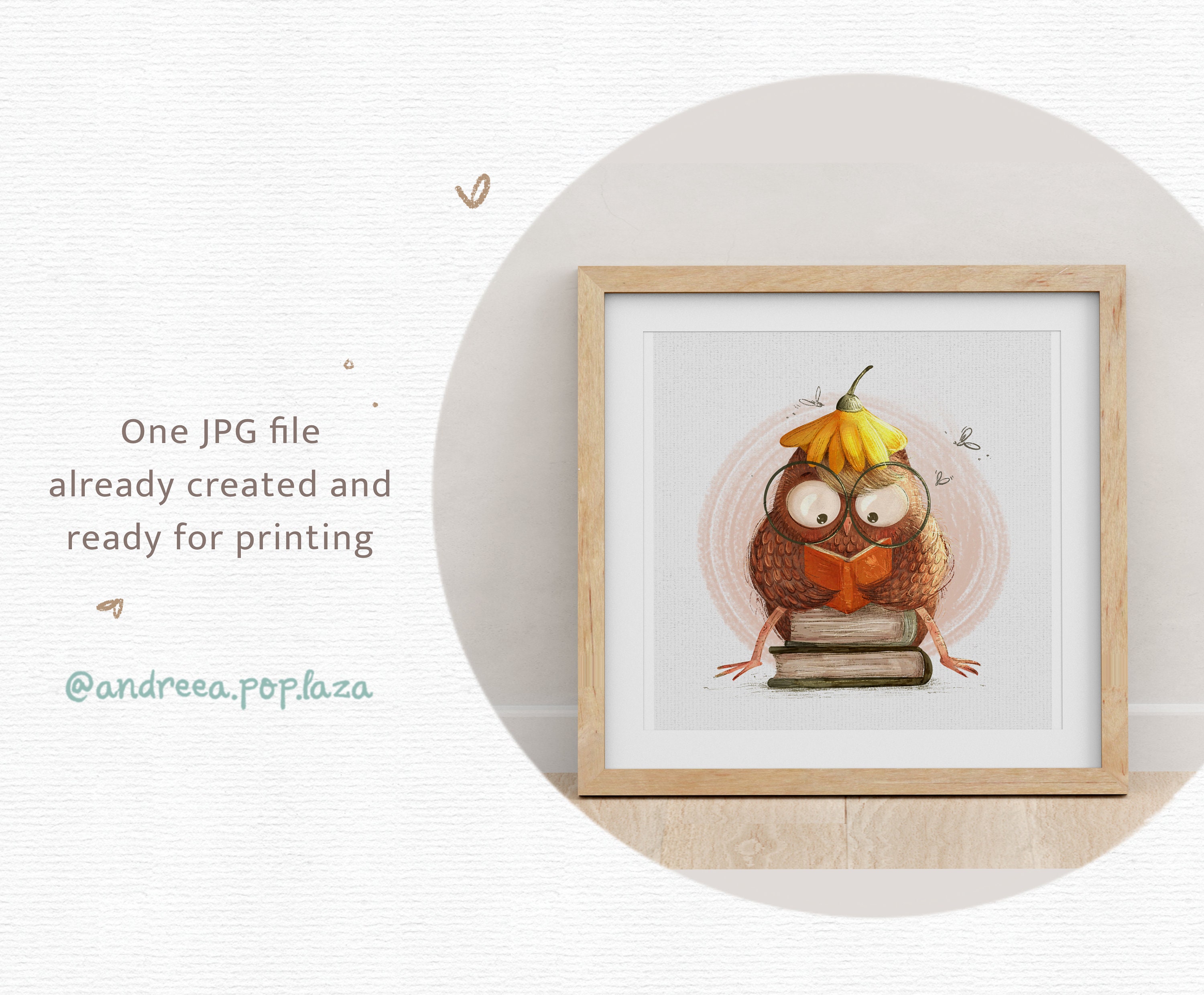 Owl Reading: Cute Animal Illustration/ Owl Clipart/ Books/ Clipart ...