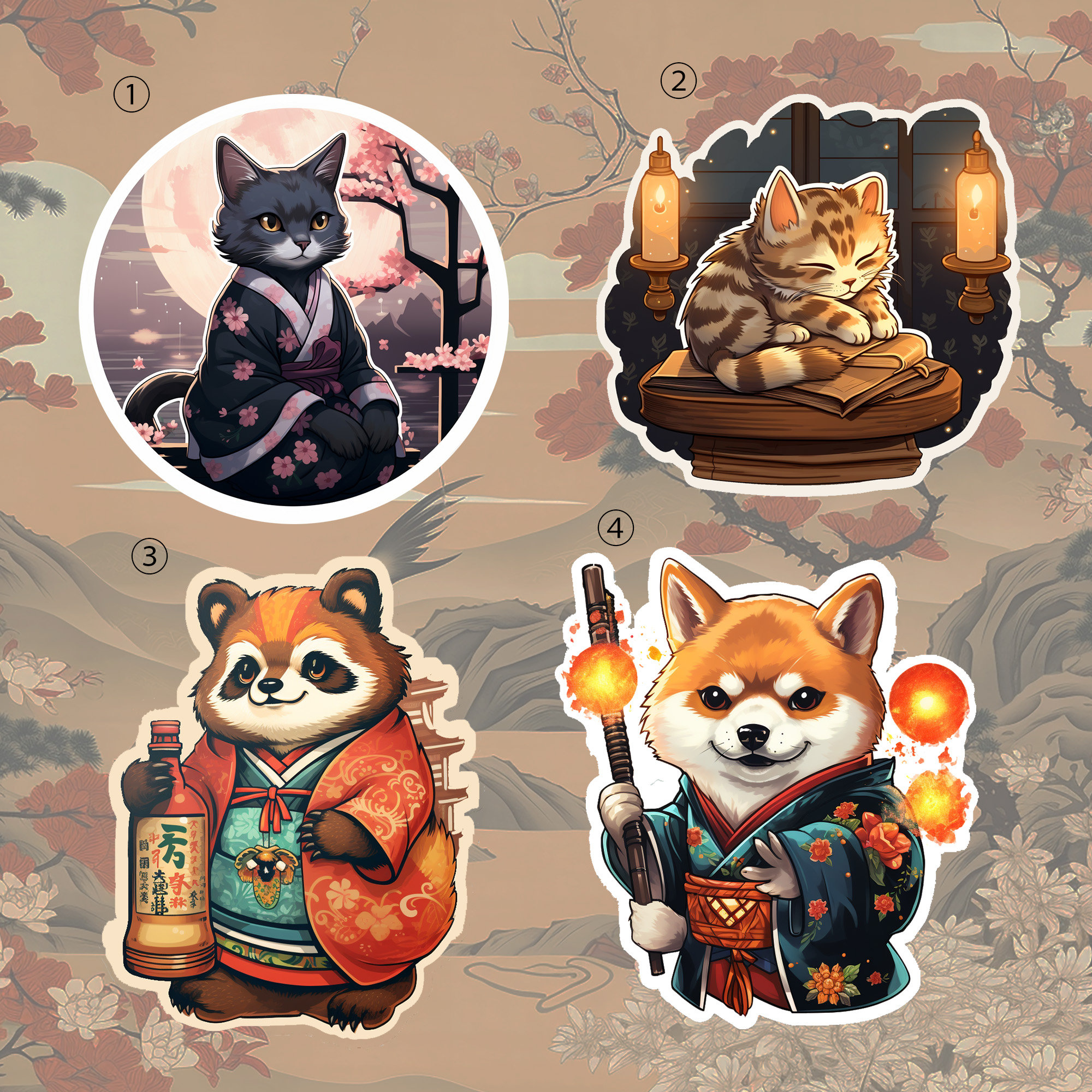 Japanese Animals Ukiyo-e Stickers - Etsy