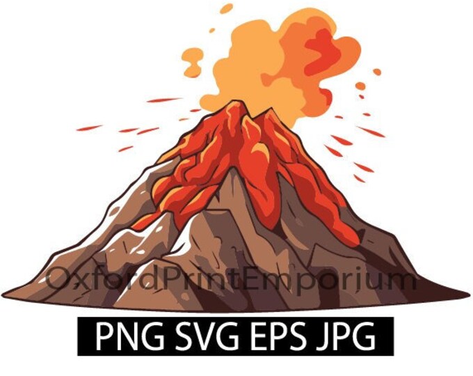 Volcano Picture Volcano SVG Erupting Volcano Jpg Digital Download ...