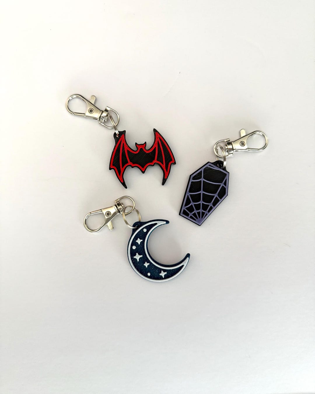 Gothic Keychain – 3d-printed Bat, Crescent Moon, Coffin | Alternative ...