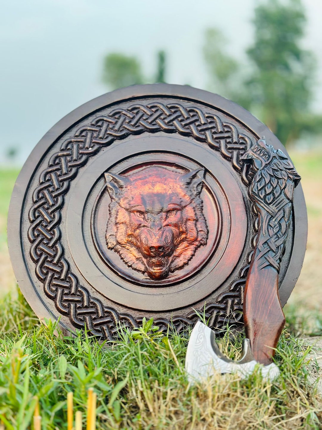 Viking Wolf Shield & Axe Norse Fenrir Shield and Axe - Etsy Canada