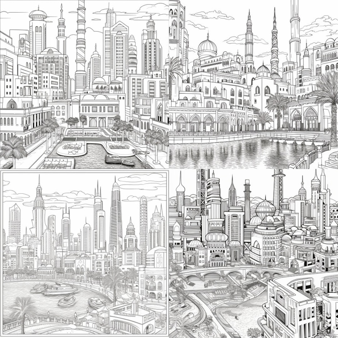 Beautiful City of Dubai Coloring Pages - Etsy