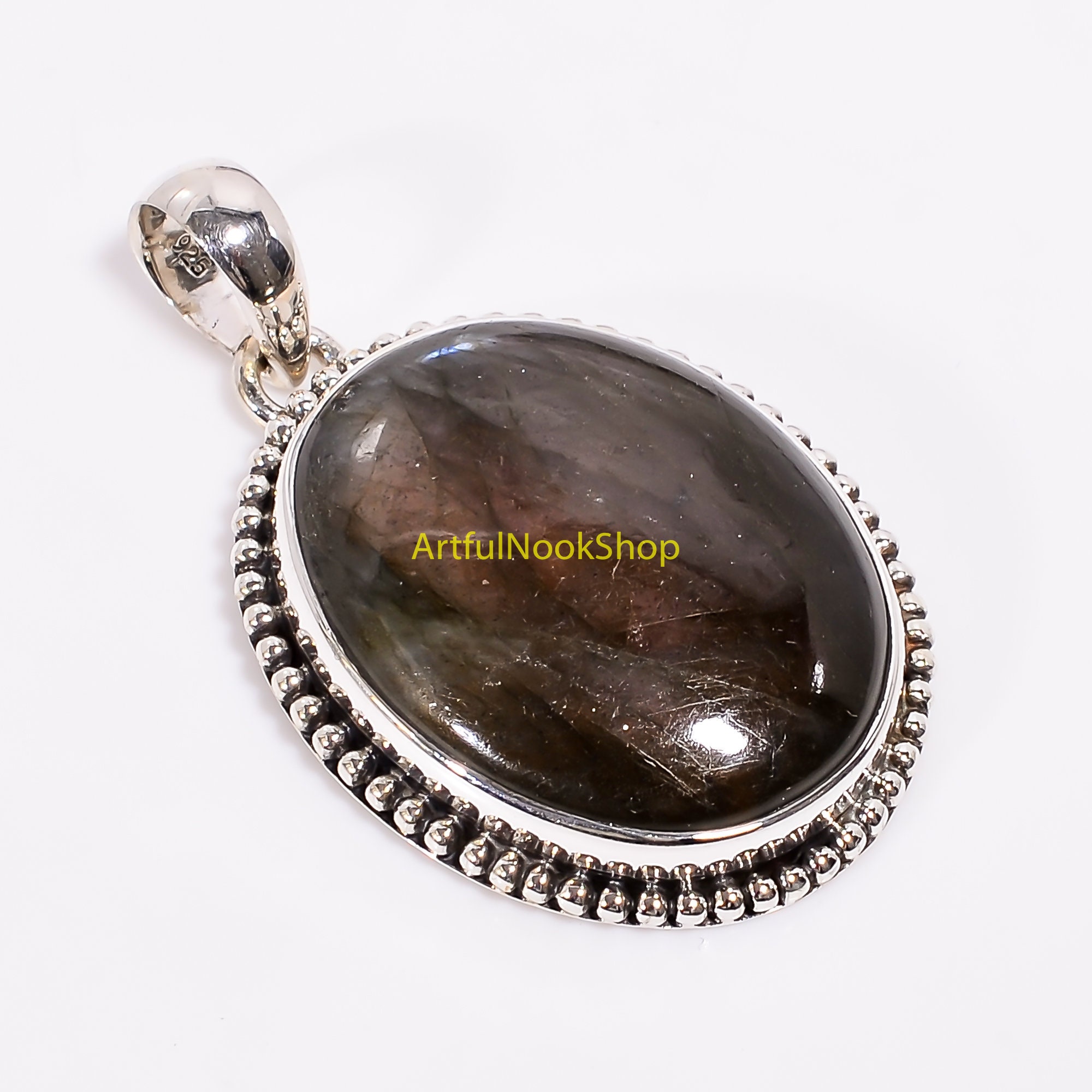 Natural Top Quality Pink Labradorite Gemstone 925 Sterling Silver ...