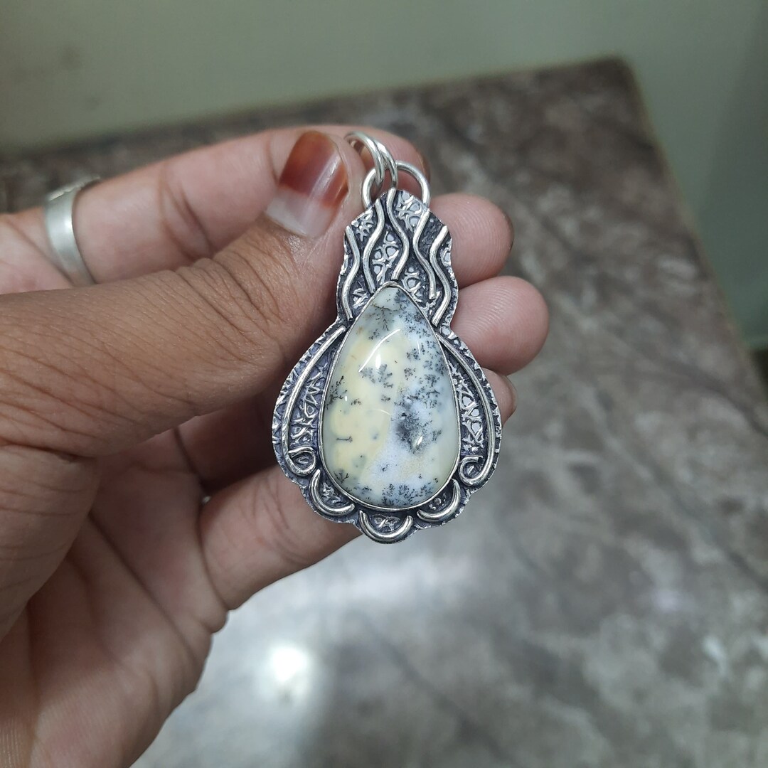 Dendrite Pendant, Large Stone Pendant, Statement Pendant, Design ...