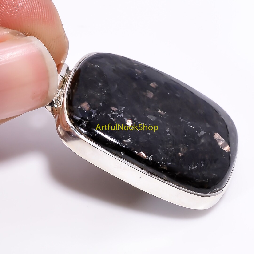 Natural Golden Nuummite Pendant Gemstone Pendant 925 Sterling Silver Pendant Nuummite Necklace ...